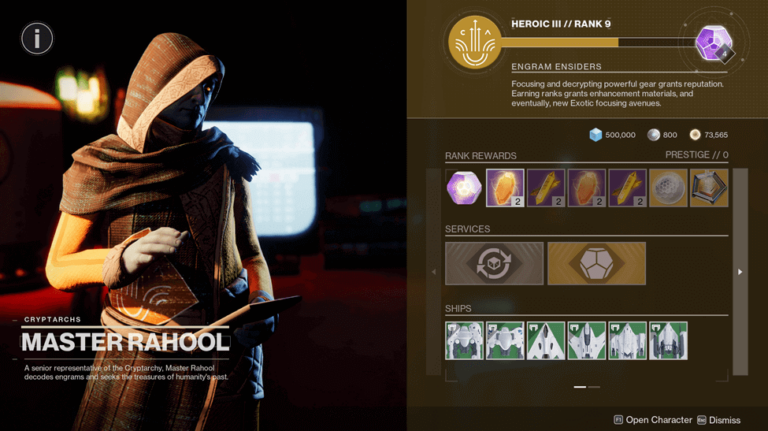Destiny 2 Master Rahool (Rewards, Reputation & Services) - ProGameTalk