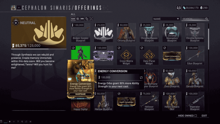 Warframe Energy Conversion Mod (How To Get, Effects & Rank) - ProGameTalk